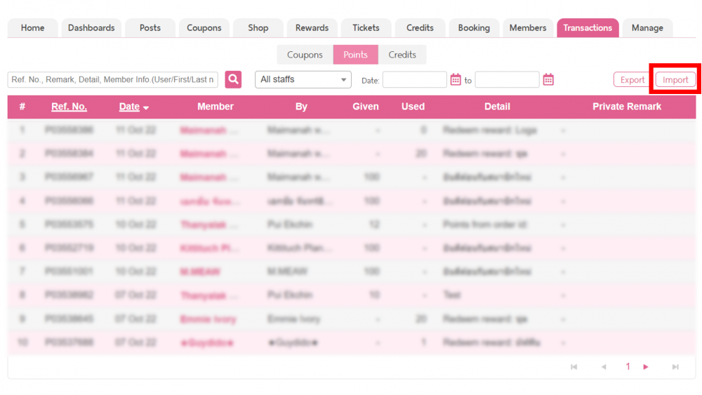 How to import customer's points via Microsoft Excel Worksheet - Loga
