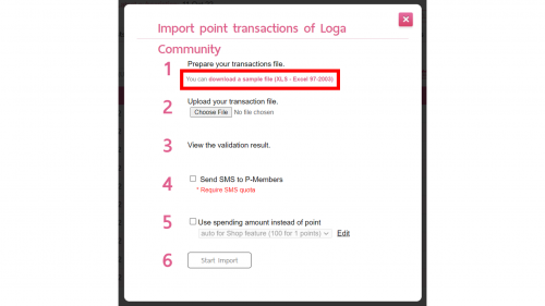 How to import customer's points via Microsoft Excel Worksheet - Loga