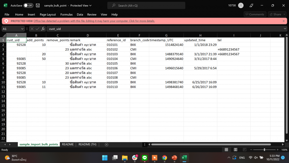 How to import customer's points via Microsoft Excel Worksheet - Loga