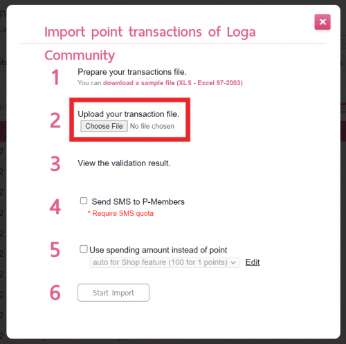 How to import customer's points via Microsoft Excel Worksheet - Loga