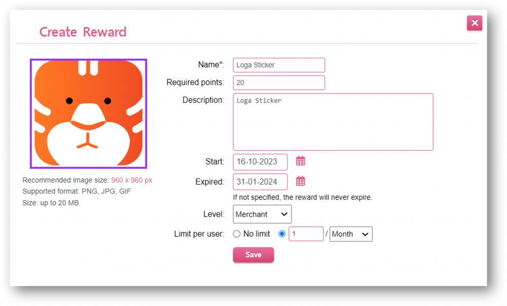How to create rewards - Loga